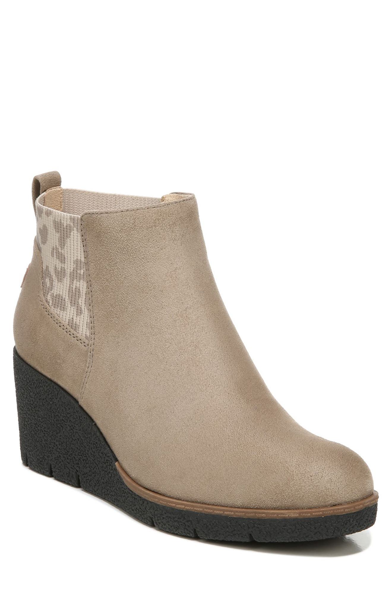 Dr. Scholl's Lean In Wedge Chelsea Boot In Woodsmoke Microfiber | ModeSens