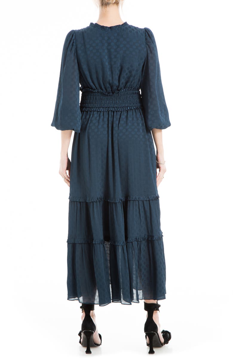 MAX STUDIO Long Sleeve Jacquard Satin Tiered Maxi Dress | Nordstromrack