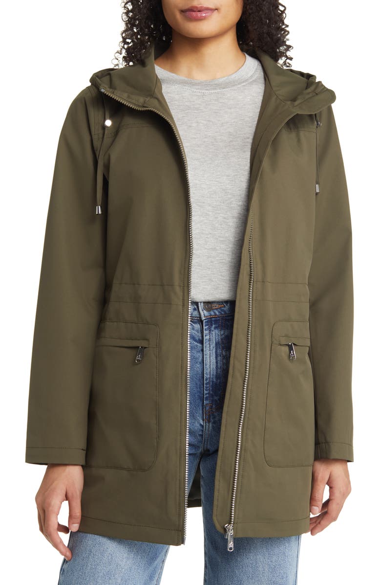 Sam Edelman Patch Pocket Hooded Water Repellent Rain Jacket | Nordstrom