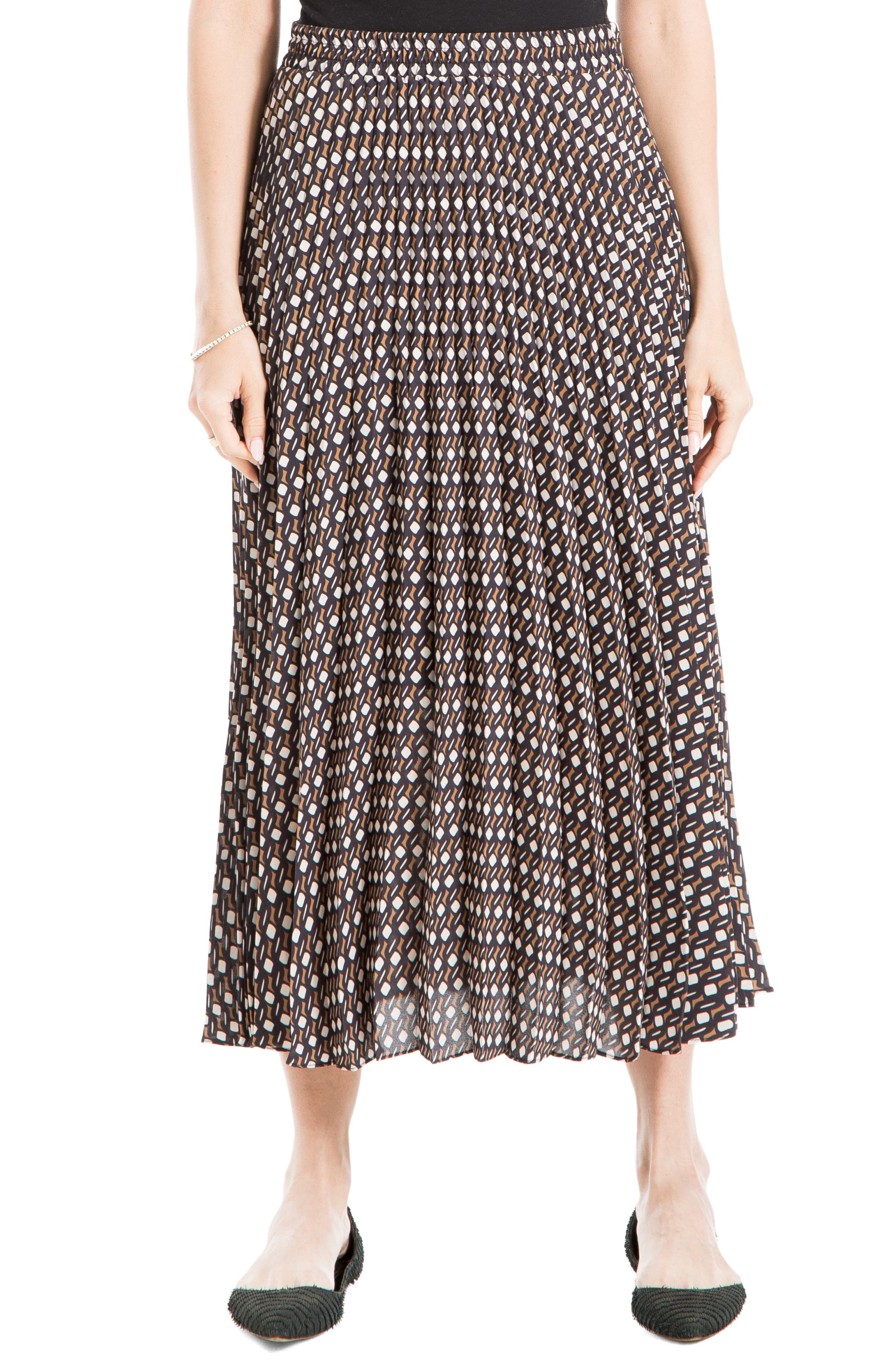 MAX STUDIO Graduated Pleat Knee-Length Midi Skirt | Nordstromrack