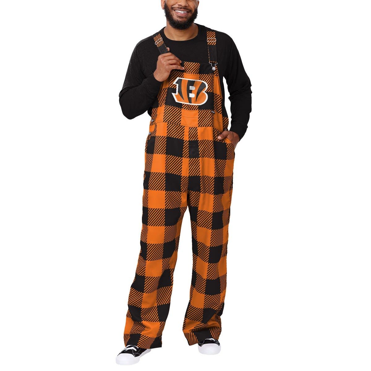 FOCO Men's FOCO Orange Cincinnati Bengals Big Logo Plaid Overalls ...