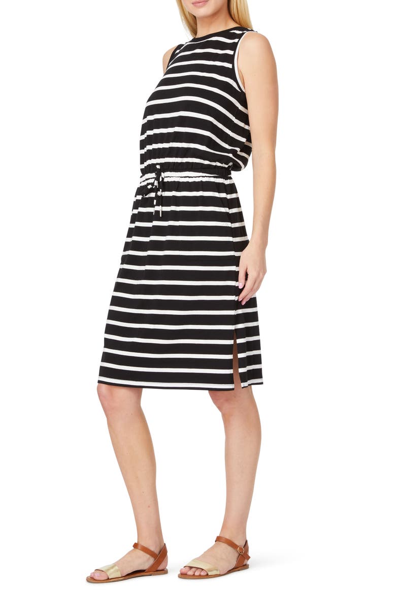 C & C California Ira Sleeveless Cotton Blend Drawstring Belt Dress ...
