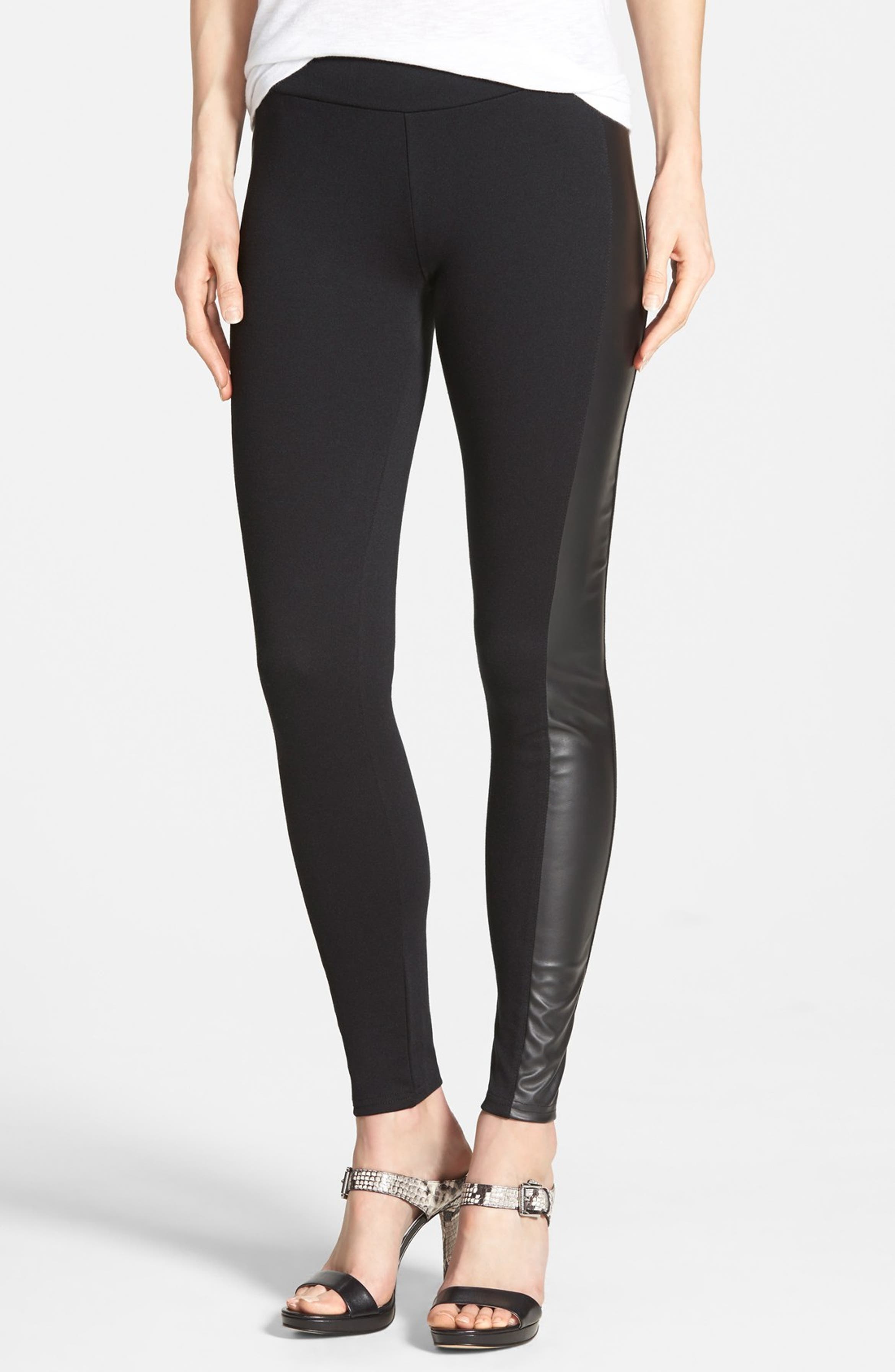 Kensie Faux Leather Trim Ponte Leggings Nordstrom