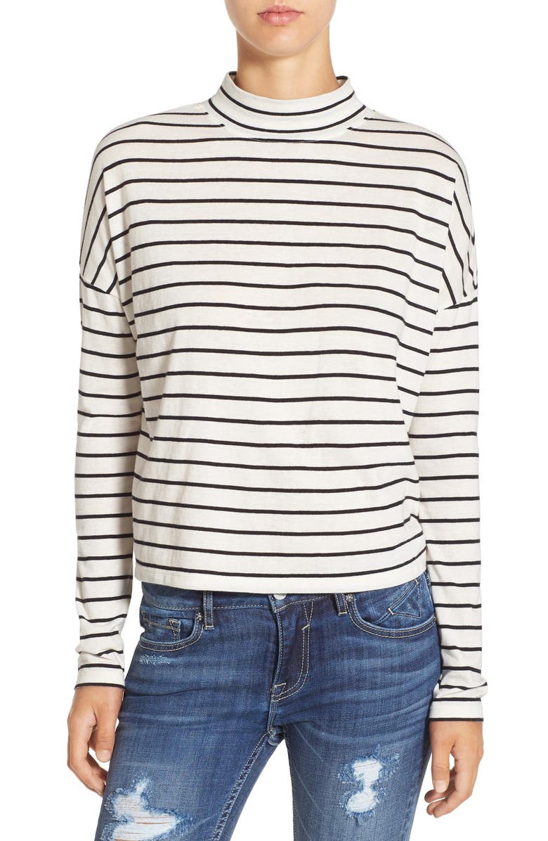 Bp Stripe Long Sleeve Mock Neck Tee Nordstrom
