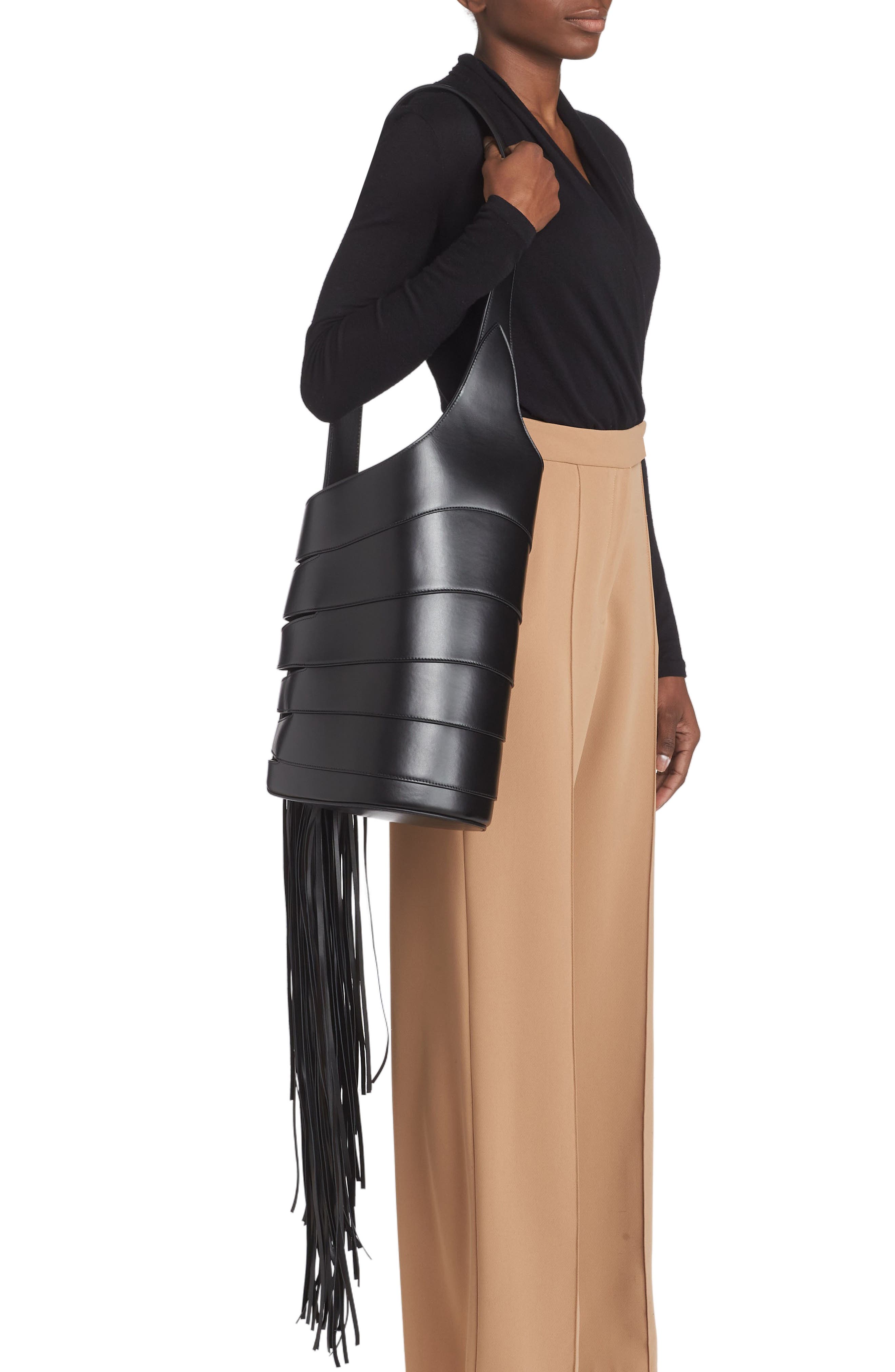 Alaïa Medium Babel Fringe Hobo Crossbody Bag in Noir | Smart Closet