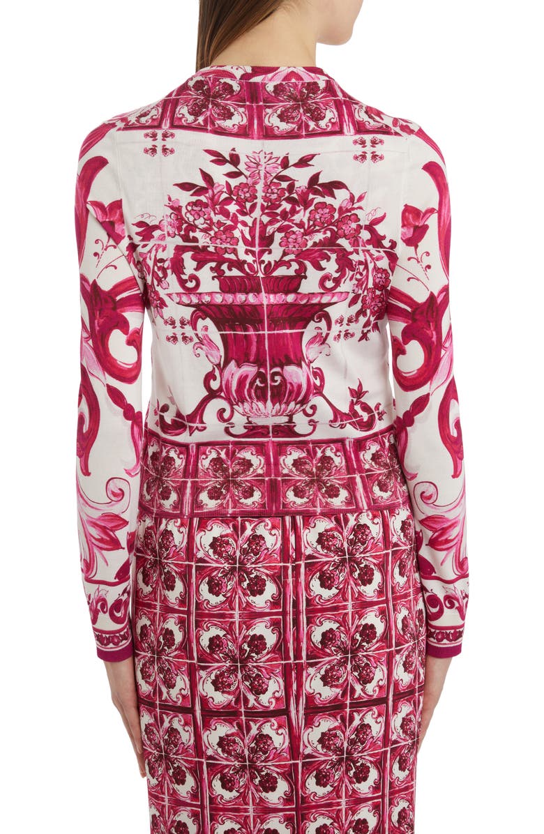 Dolce&Gabbana Tile Print Silk Cardigan | Nordstrom