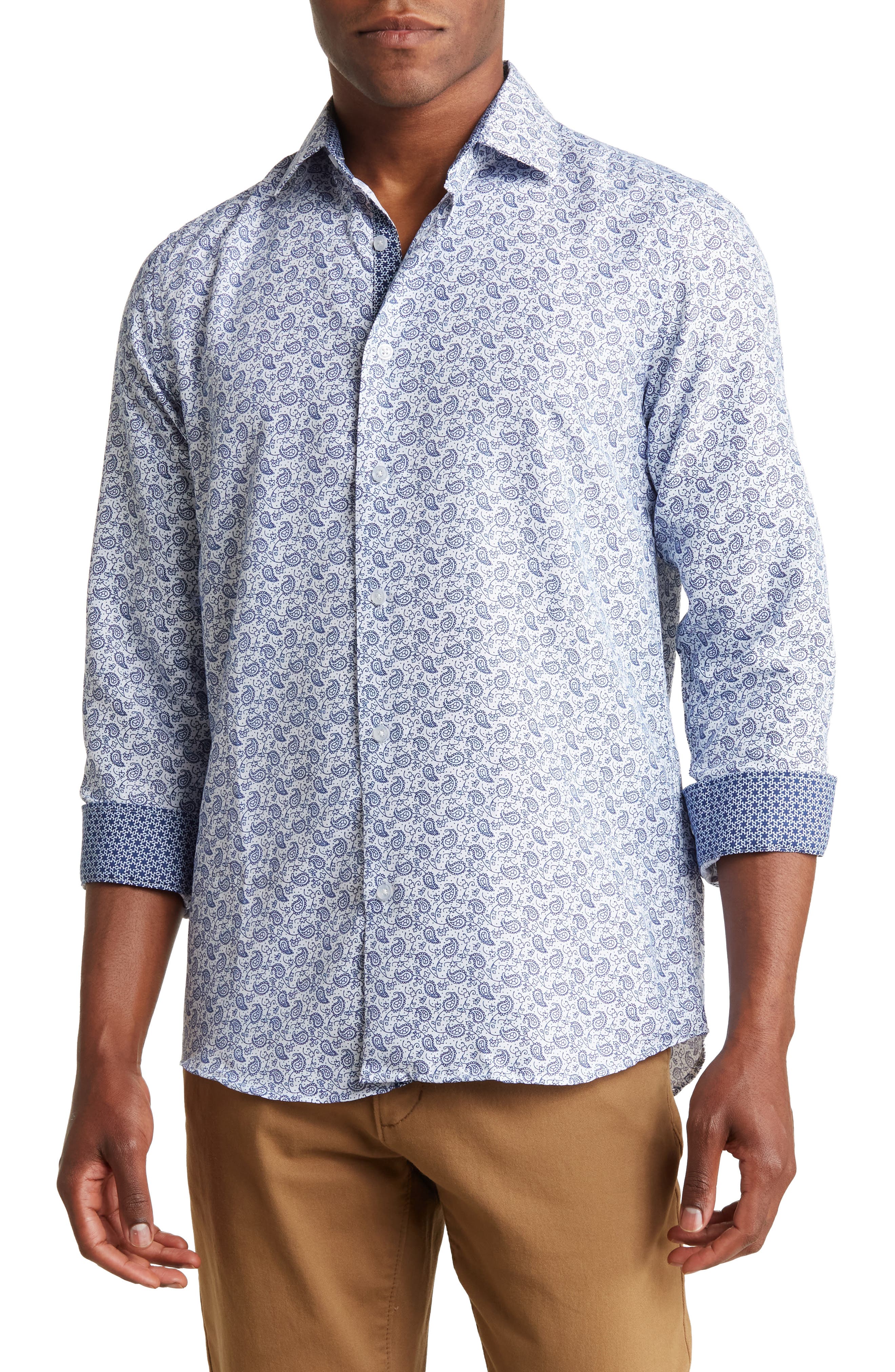 Azaro Uomo Slim Fit Paisley Print Performance Dress Shirt | Nordstromrack