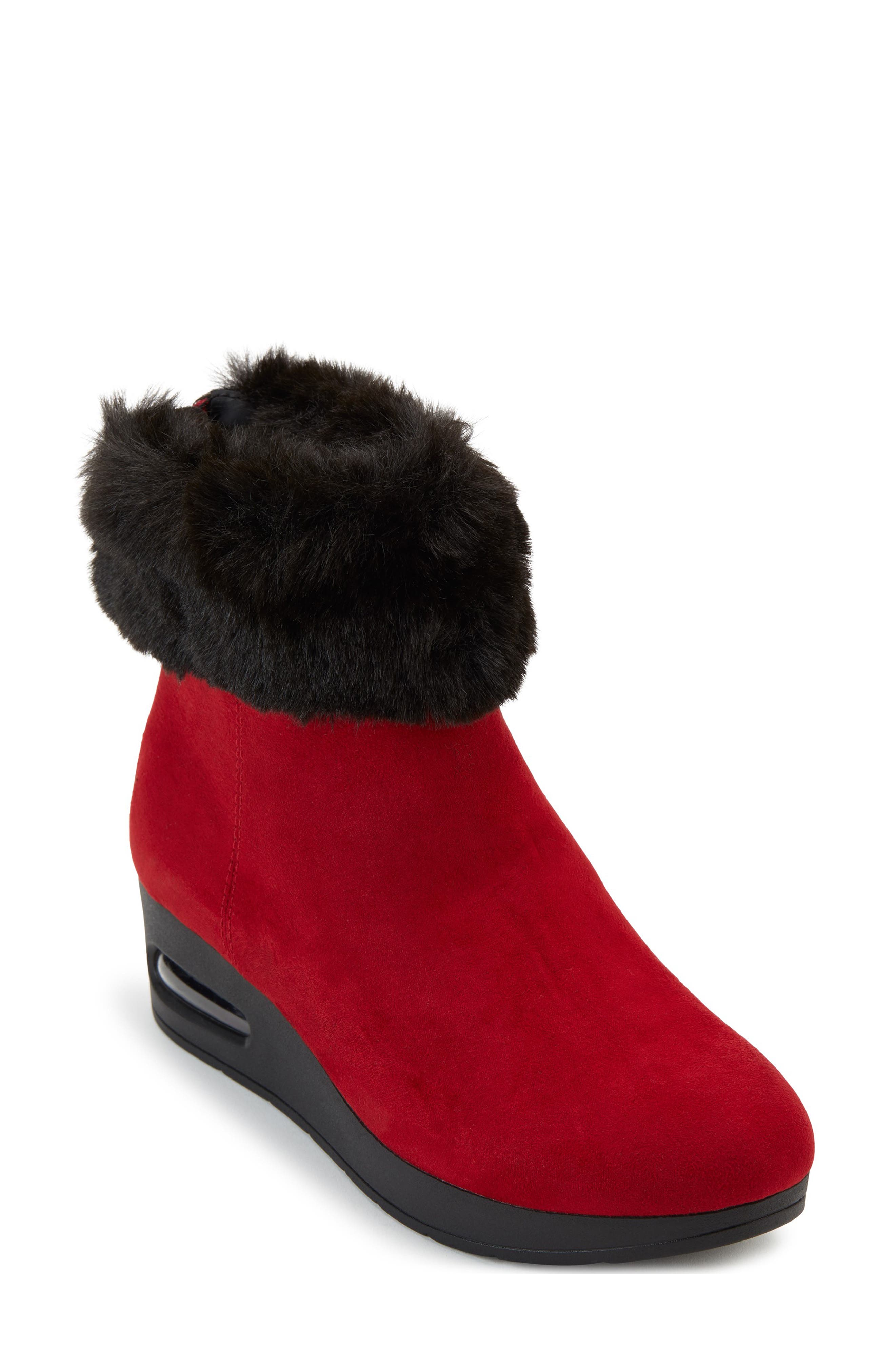 DKNY Faux Fur Cuff Wedge Bootie (Women) | Nordstromrack