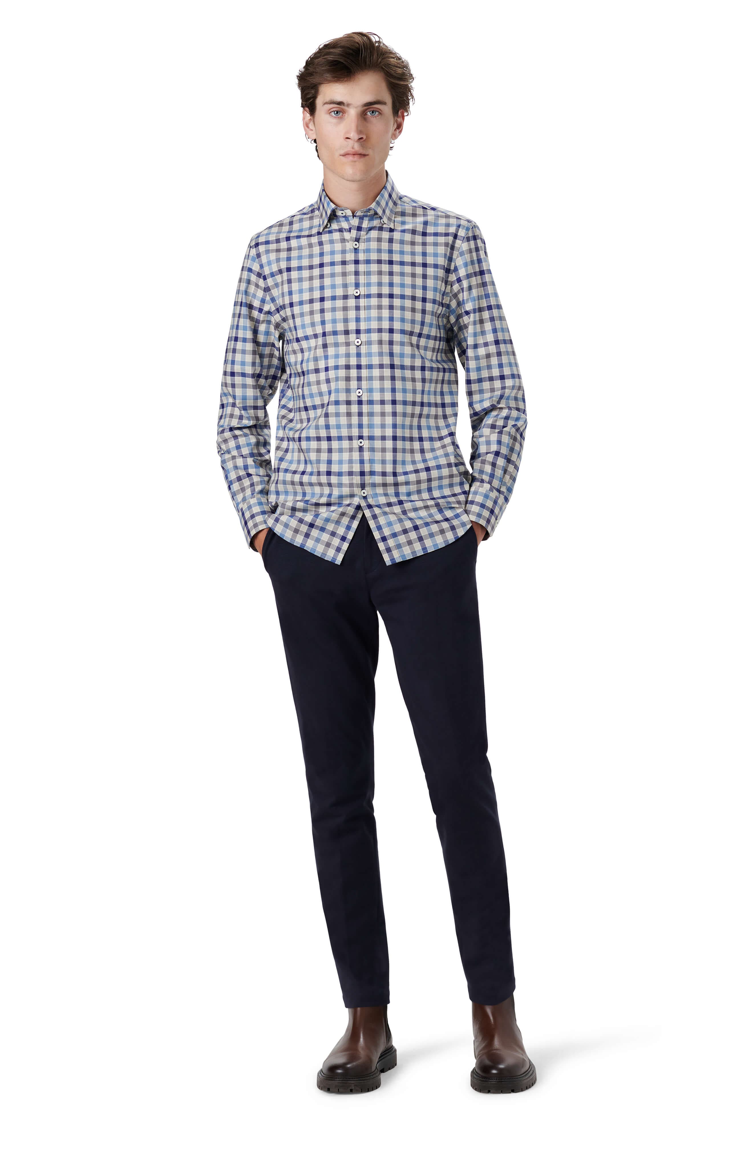 Bugatchi Shaped Fit Check Button-Down Shirt | Nordstrom