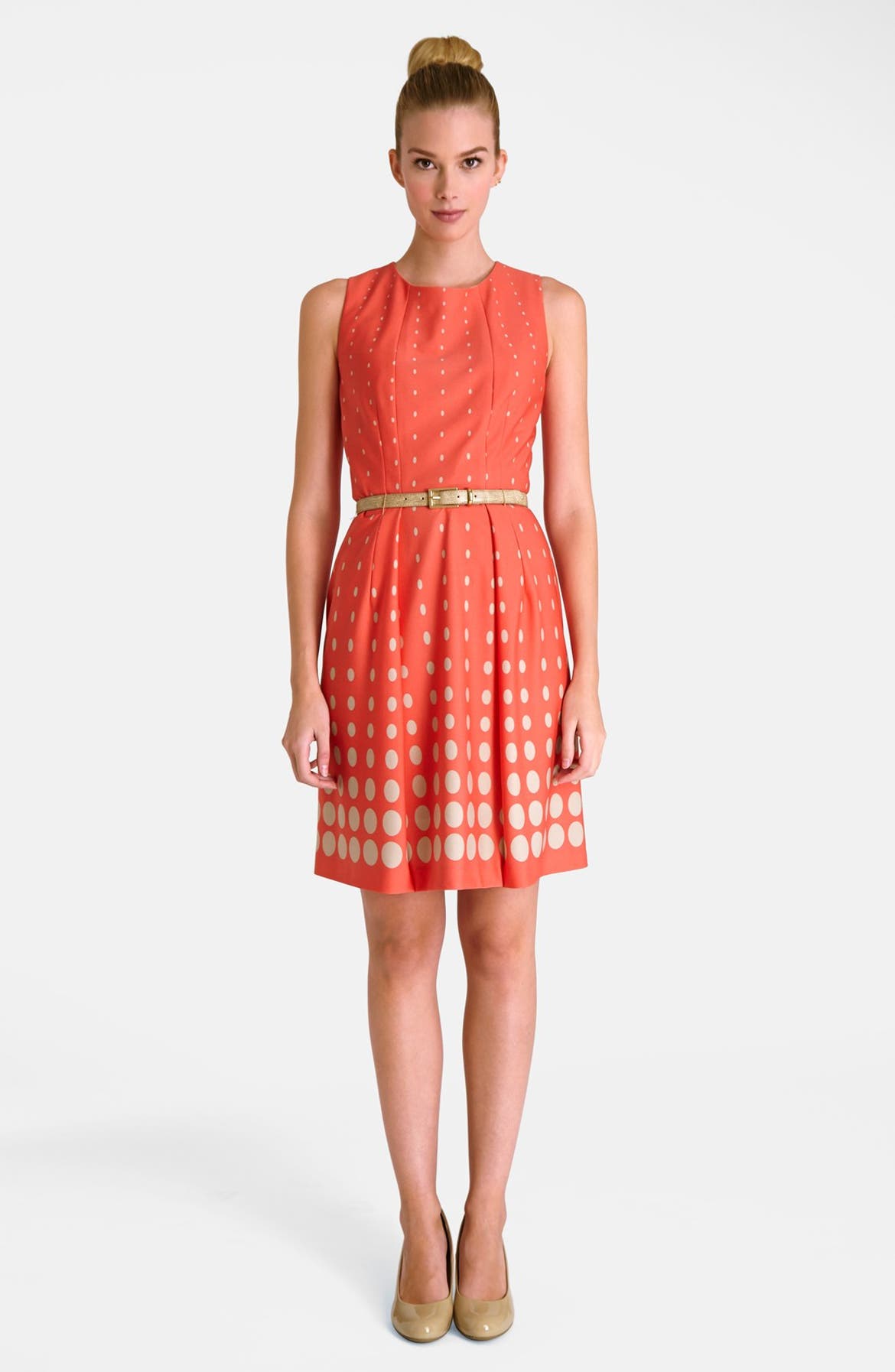 Tahari Belted Polka Dot Scuba Fit And Flare Dress Nordstrom