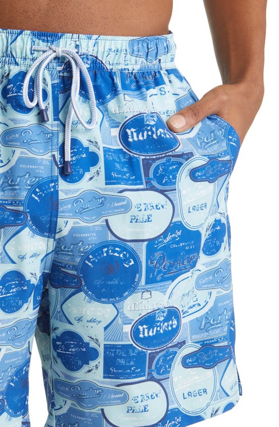 Peter Millar 7 Vintage Labels Print Swim Shorts In Twilight Blue | ModeSens
