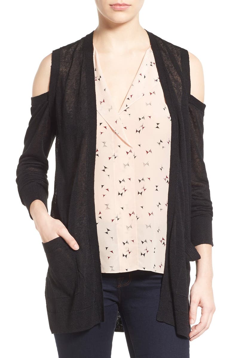Trouvé Cold Shoulder Open Front Cardigan Nordstrom