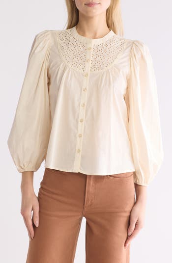 Joe's Embroidered Eyelet Long Sleeve Button-Up Top | Nordstromrack
