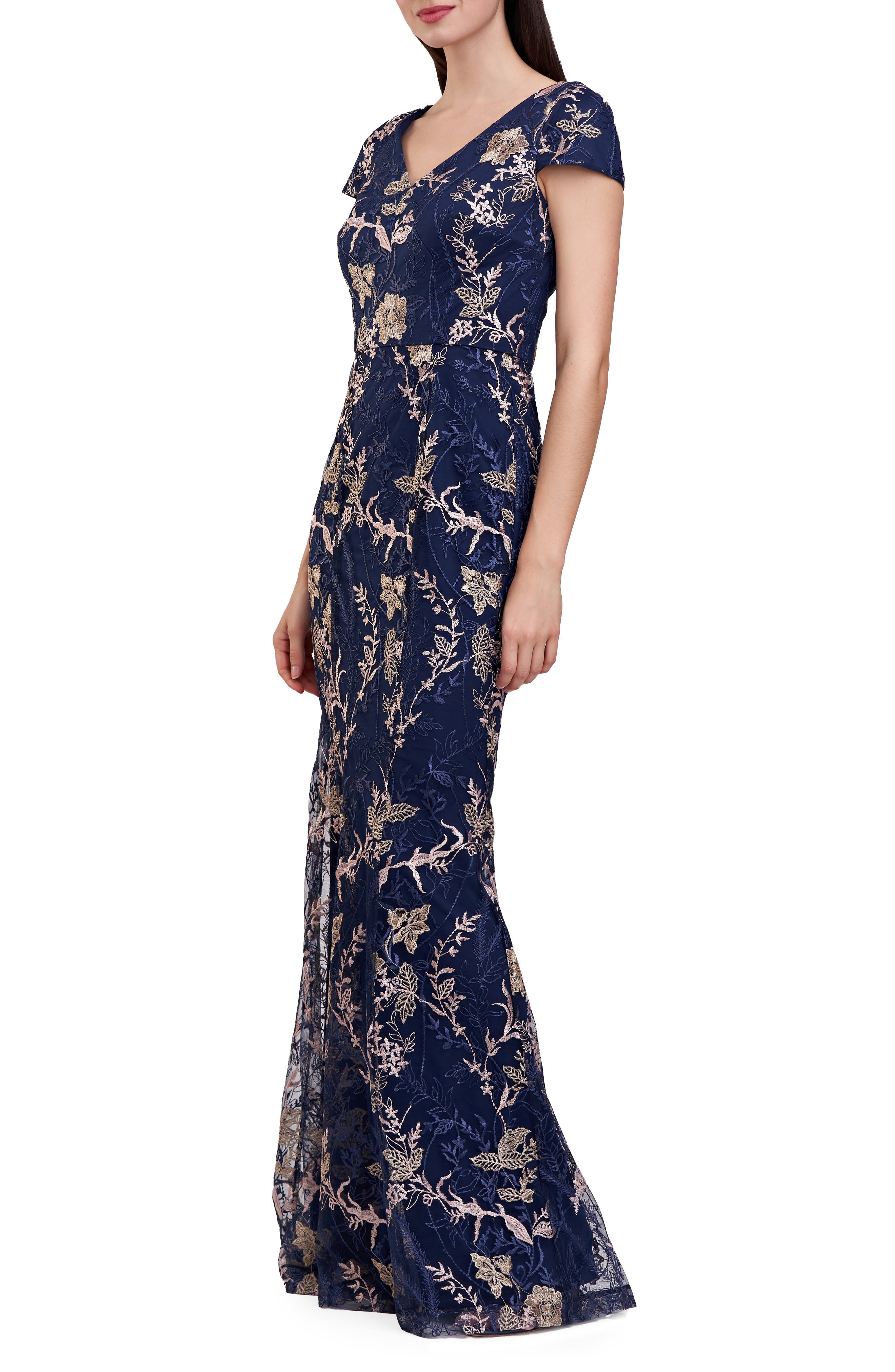JS Collections Zara Embroidered Metallic Mermaid Gown | Nordstrom