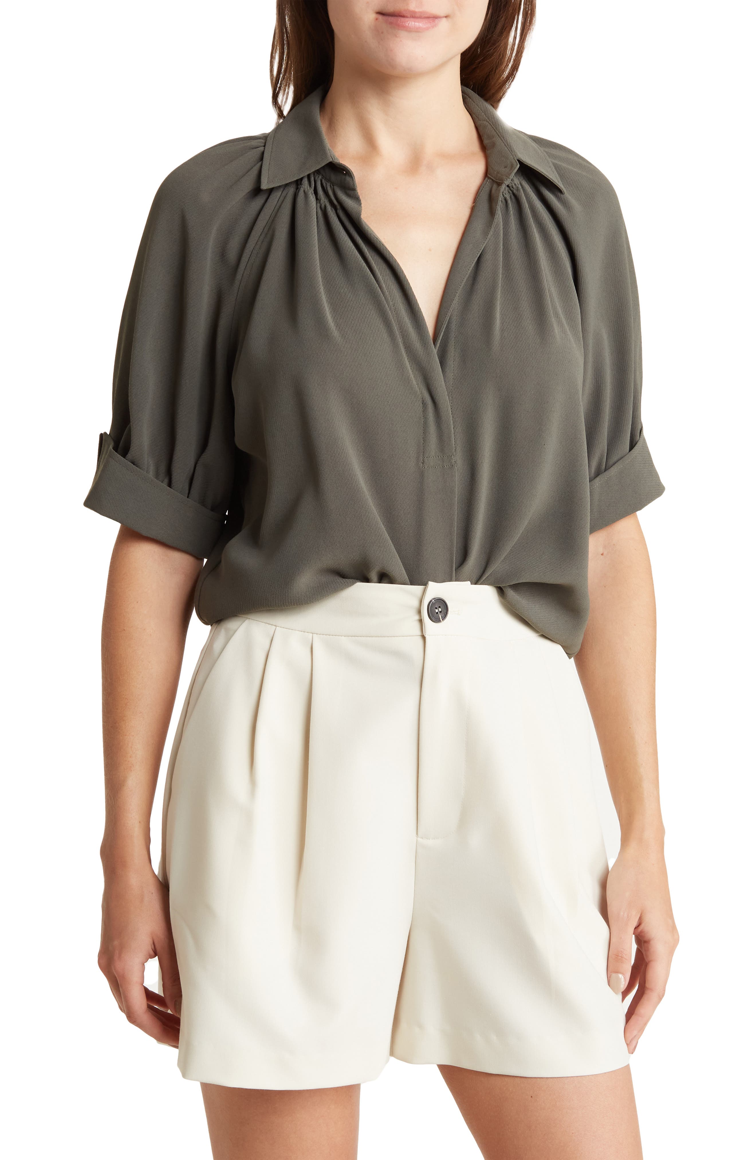 MAX STUDIO Textured Puff Sleeve Blouse | Nordstromrack