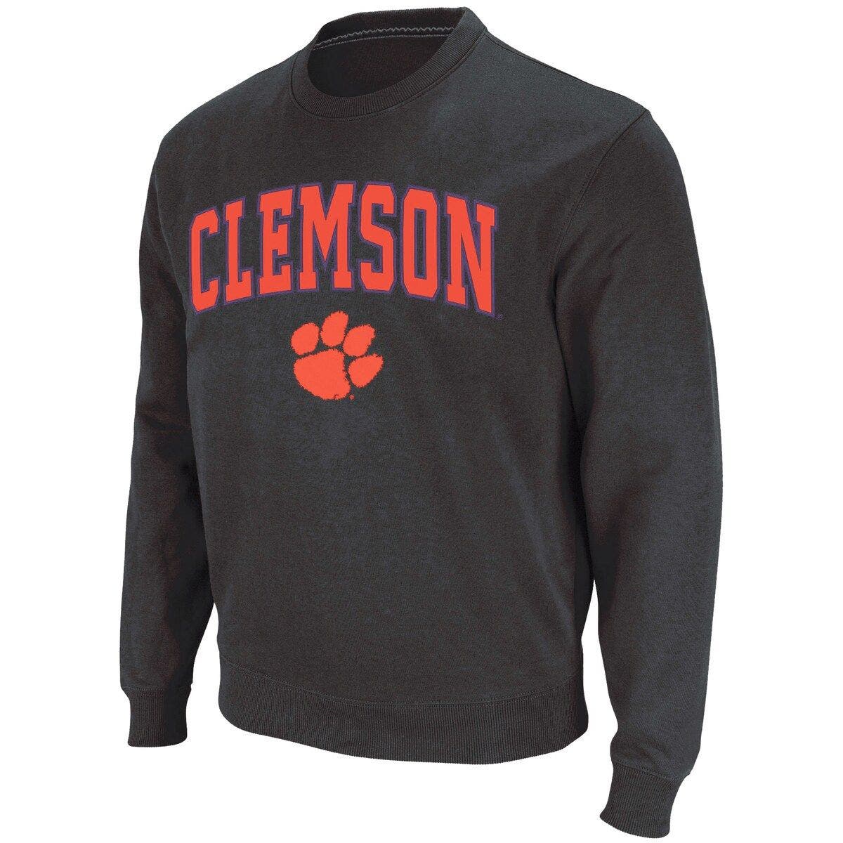 COLOSSEUM Men's Colosseum Charcoal Clemson Tigers Arch & Logo Crew Neck ...