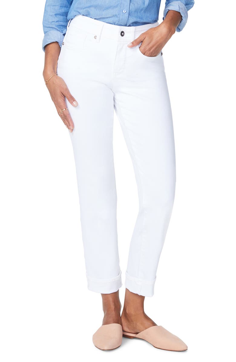 Nydj Marilyn Cuff Ankle Straight Leg Jeans Optic White Nordstrom