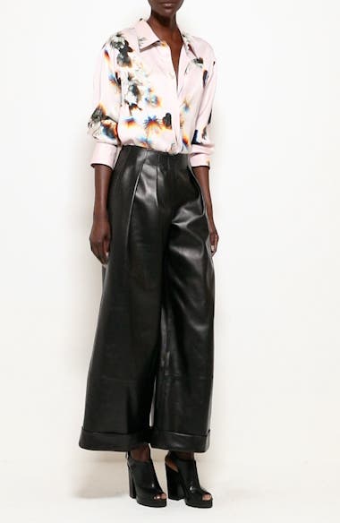 Brandon Maxwell Pleated Wide Leg Leather Pants | Nordstrom
