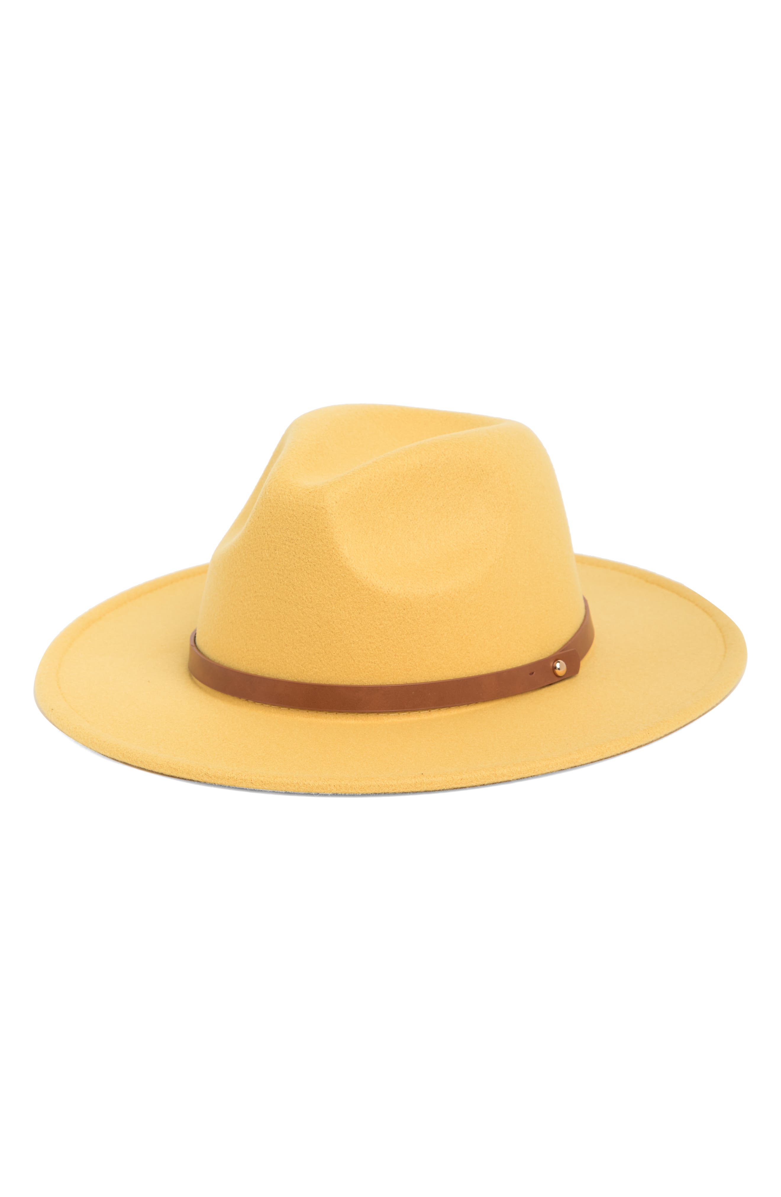 Melrose and Market Faux Leather Trim Felt Panama Hat | Nordstromrack