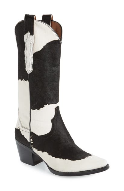 Jeffrey Campbell Dagget Genuine Calf Hair Western Boot In Brown White ...