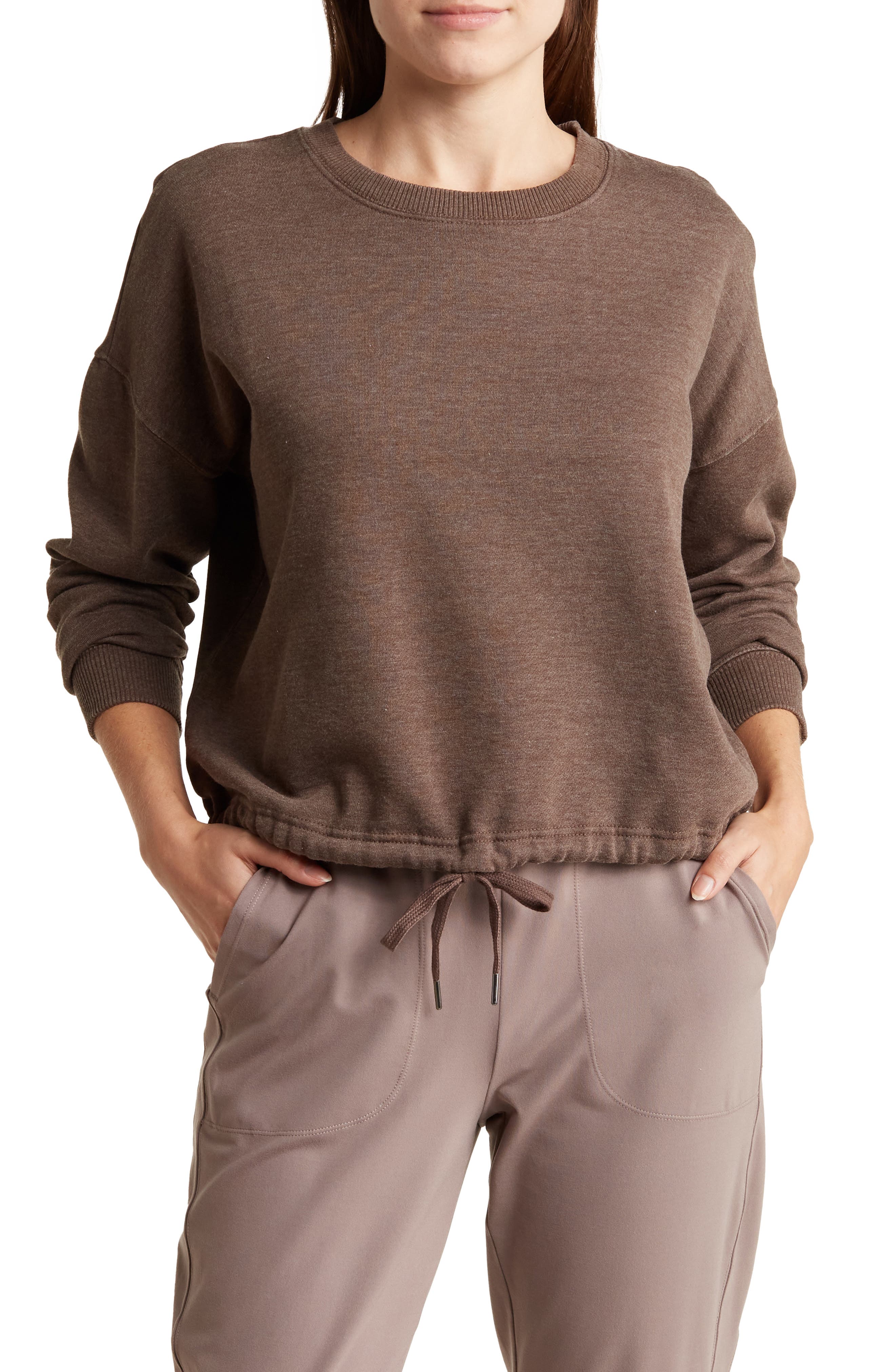 90 DEGREE BY REFLEX Lux Fleece Stonewash Pullover Sweater | Nordstromrack
