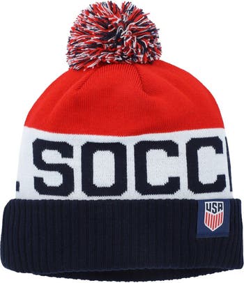 Nike Men's Nike Navy/Red USMNT Classic Stripe Cuffed Knit Hat with Pom ...
