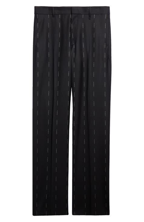 Logo Stripe Wool Straight Leg Pants