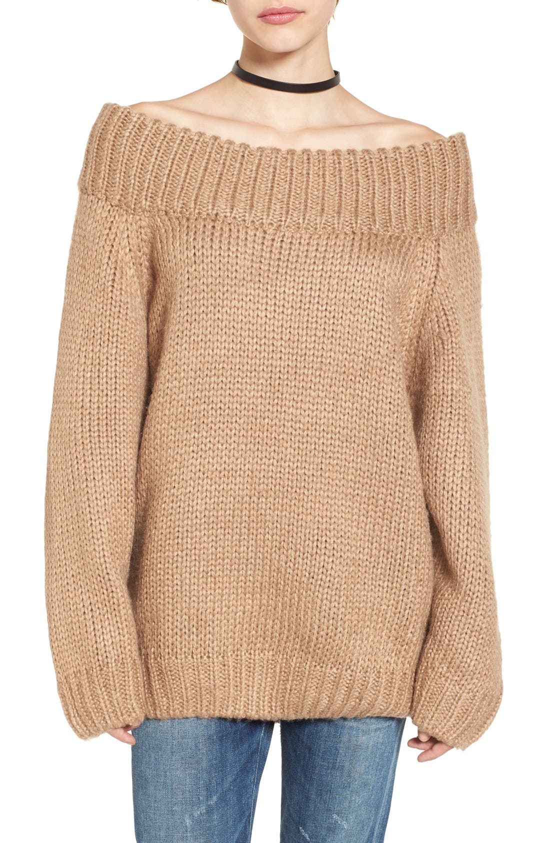Cotton Emporium Off the Shoulder Knit Pullover | Nordstrom