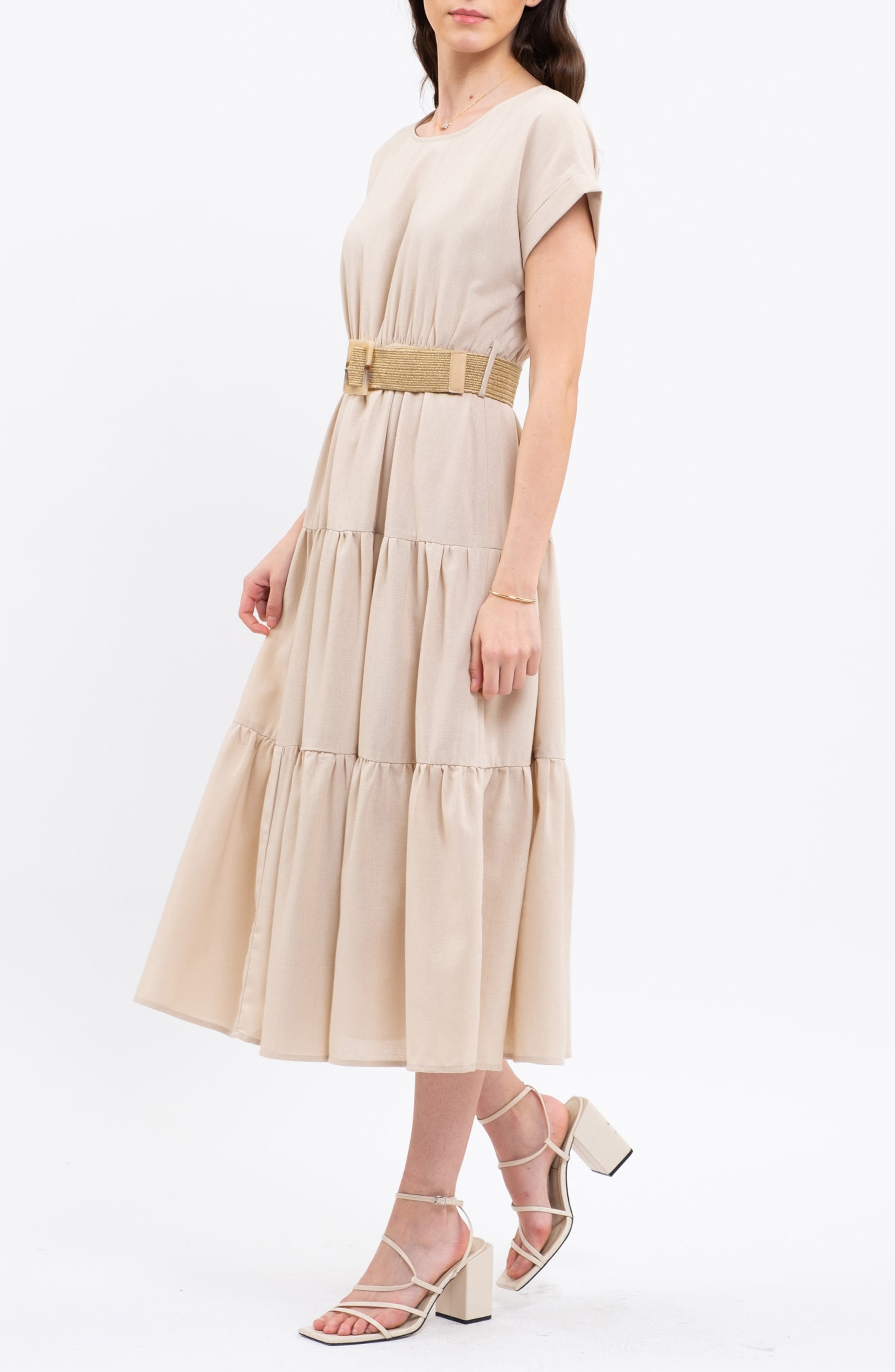 Blu Pepper Button Back Short Sleeve Midi Dress | Nordstromrack