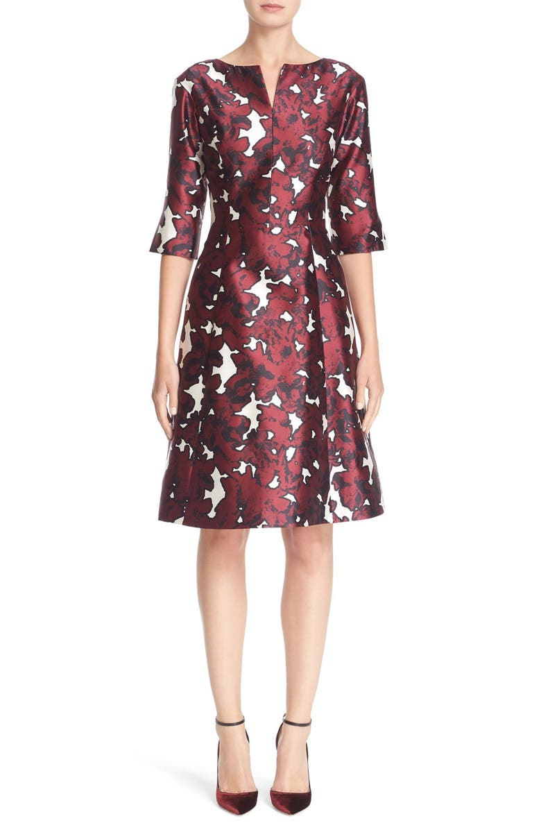 Oscar De La Renta Pressed Flowers Print Silk Mikado Dress Nordstrom