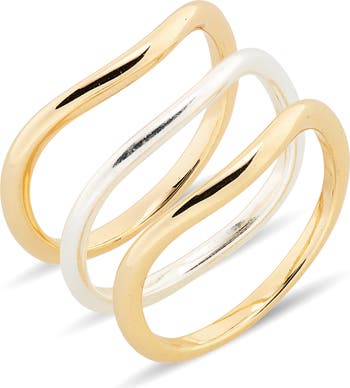 Madewell Set of 3 Wavy Stackable Rings | Nordstrom