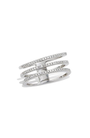 Savvy Cie Jewels Triple Row Diamond Statement Ring In Silver | ModeSens