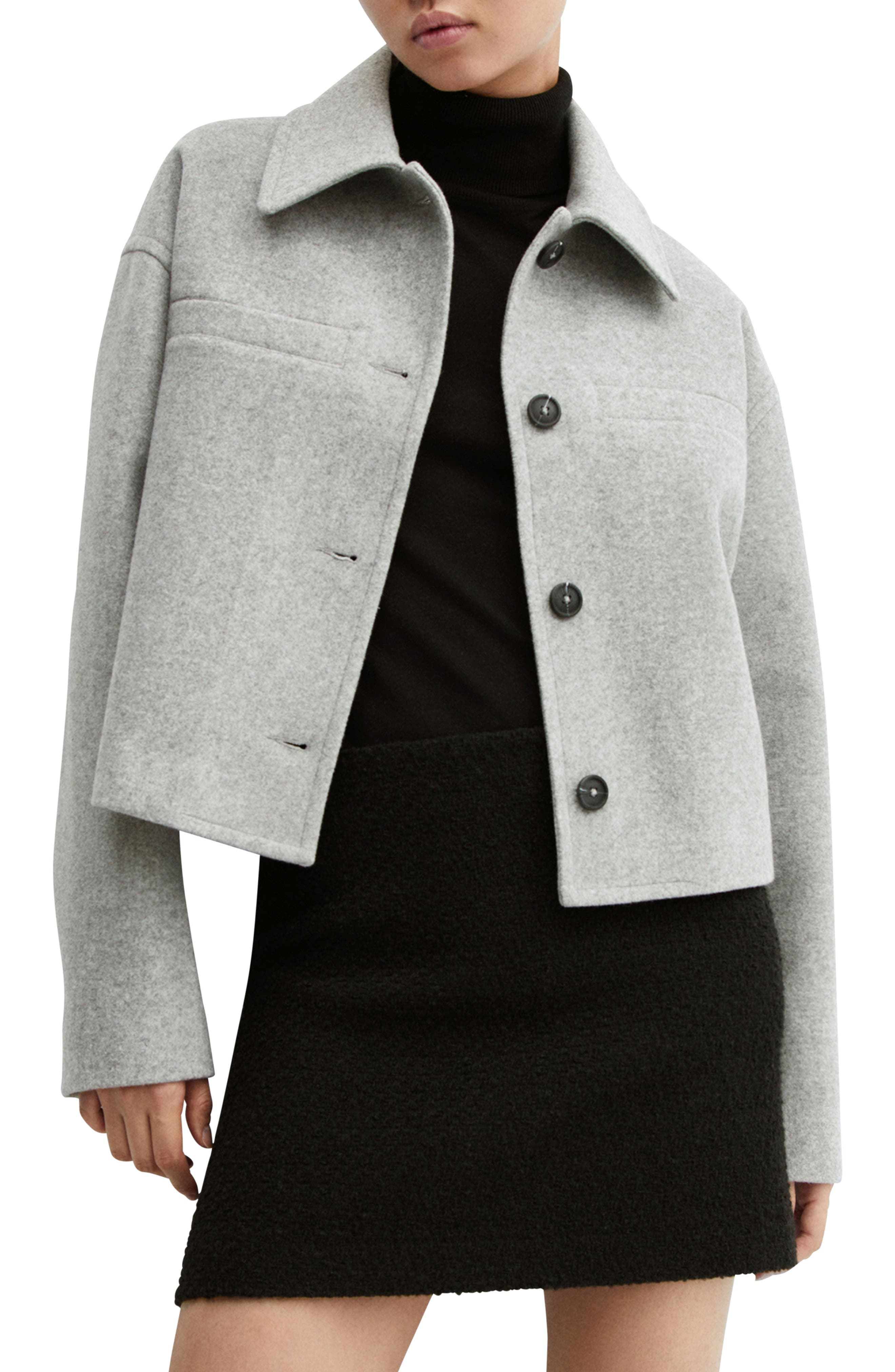 MANGO Oversize Boxy Crop Jacket | Nordstrom