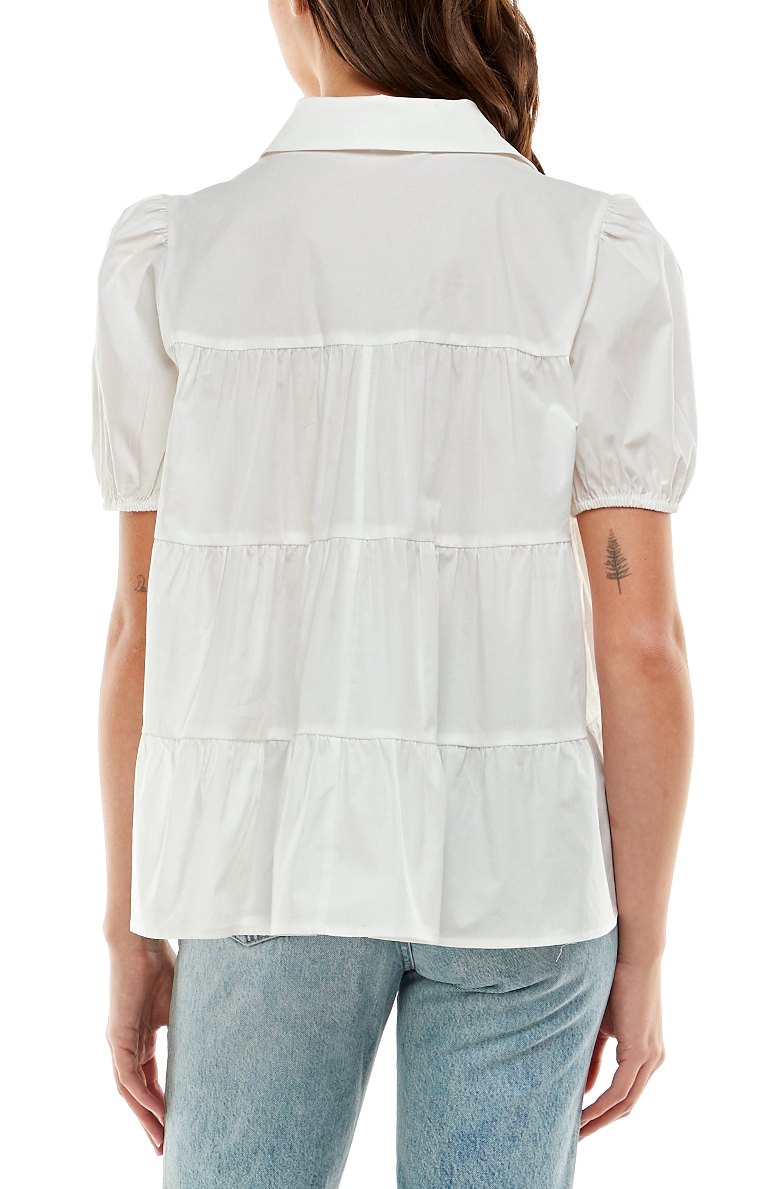 WAYF Canossa Tiered Puff Sleeve Blouse | Nordstrom