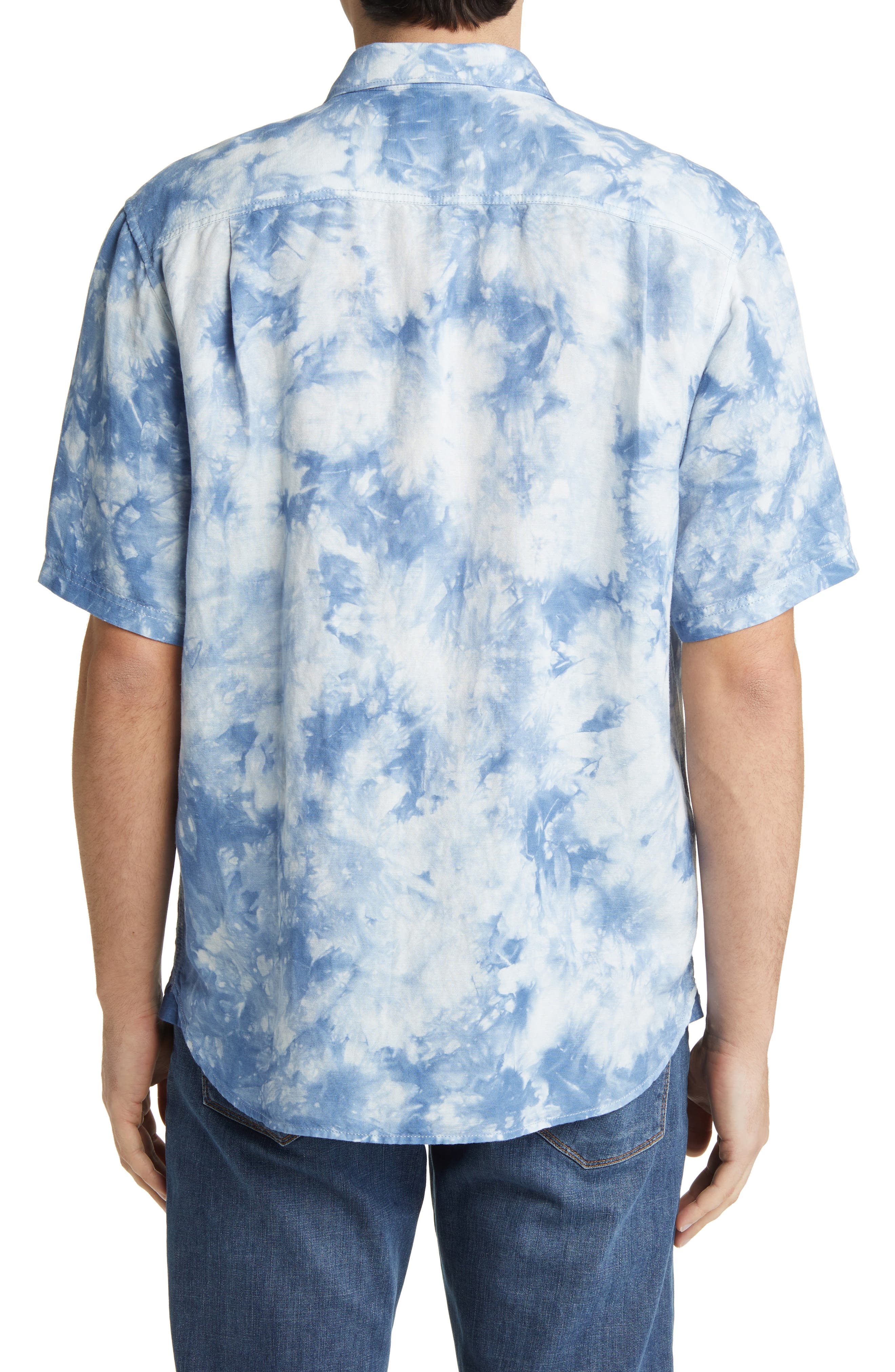 Tommy Bahama Poolside Tie Dye Short Sleeve Linen Blend Button-Up Shirt ...