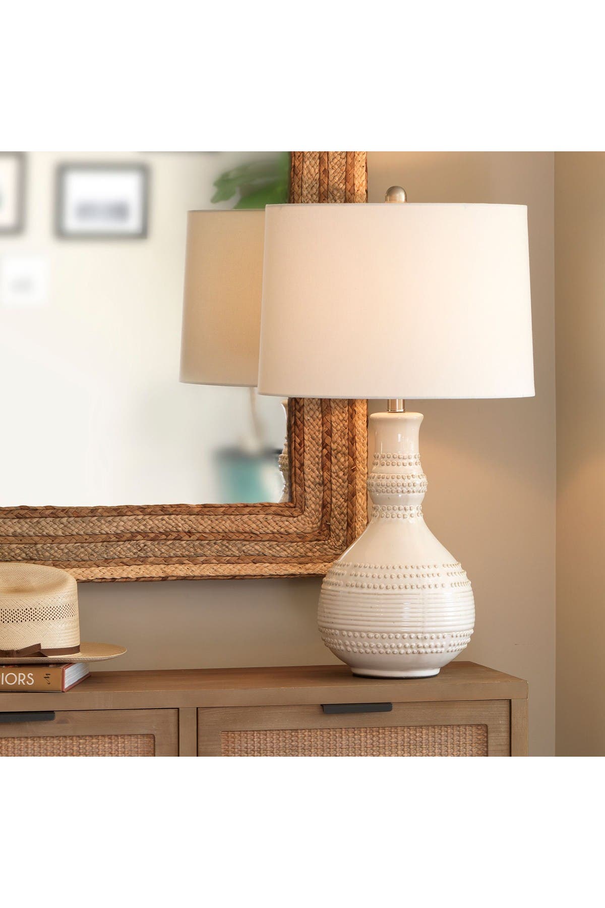 SHINE STUDIO Droplet Table Lamp in White Ceramic with Cone Shade in ...