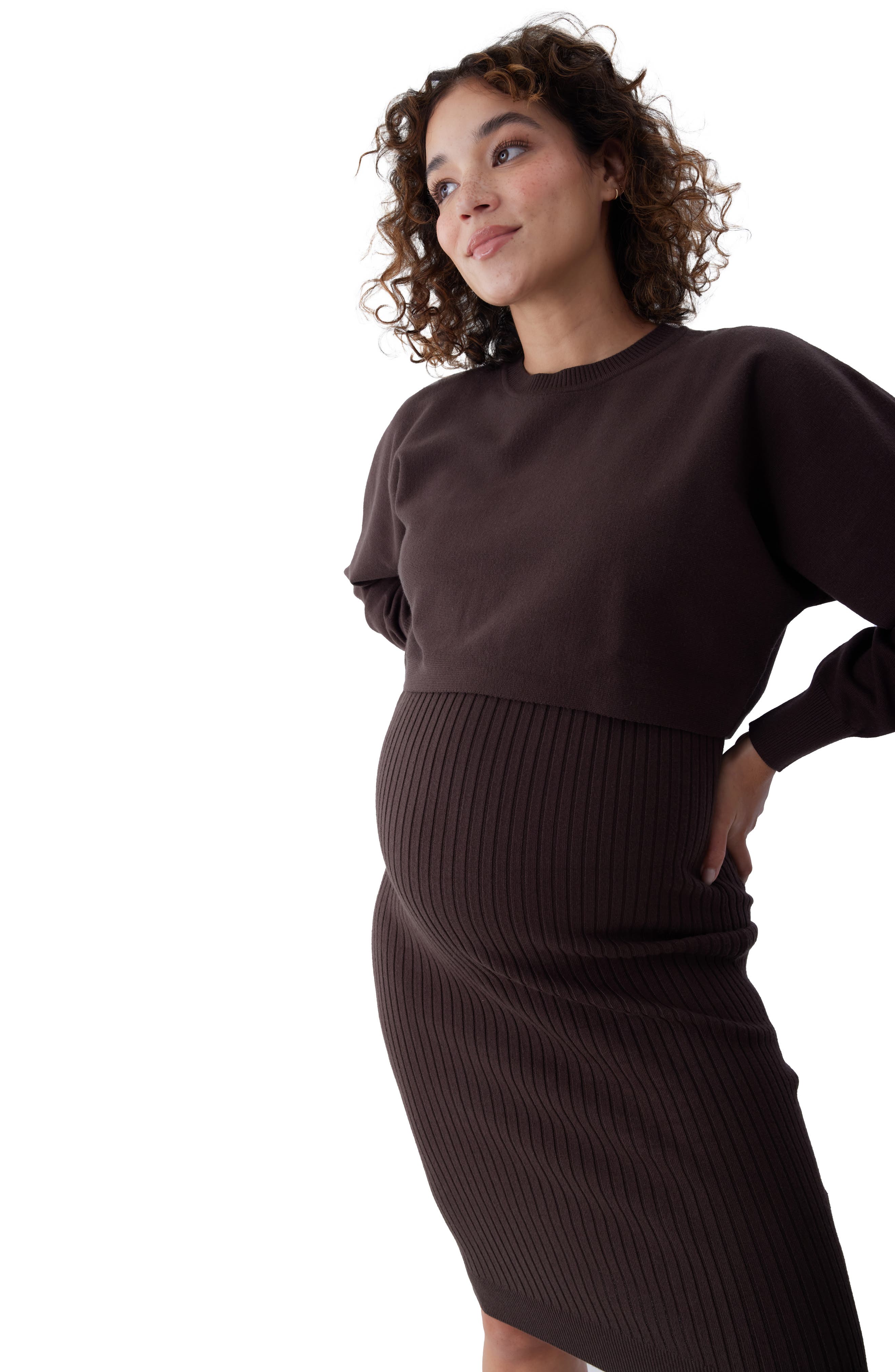 Ingrid & Isabel® Two-Piece Ribbed Maternity Midi Dress & Sweater ...