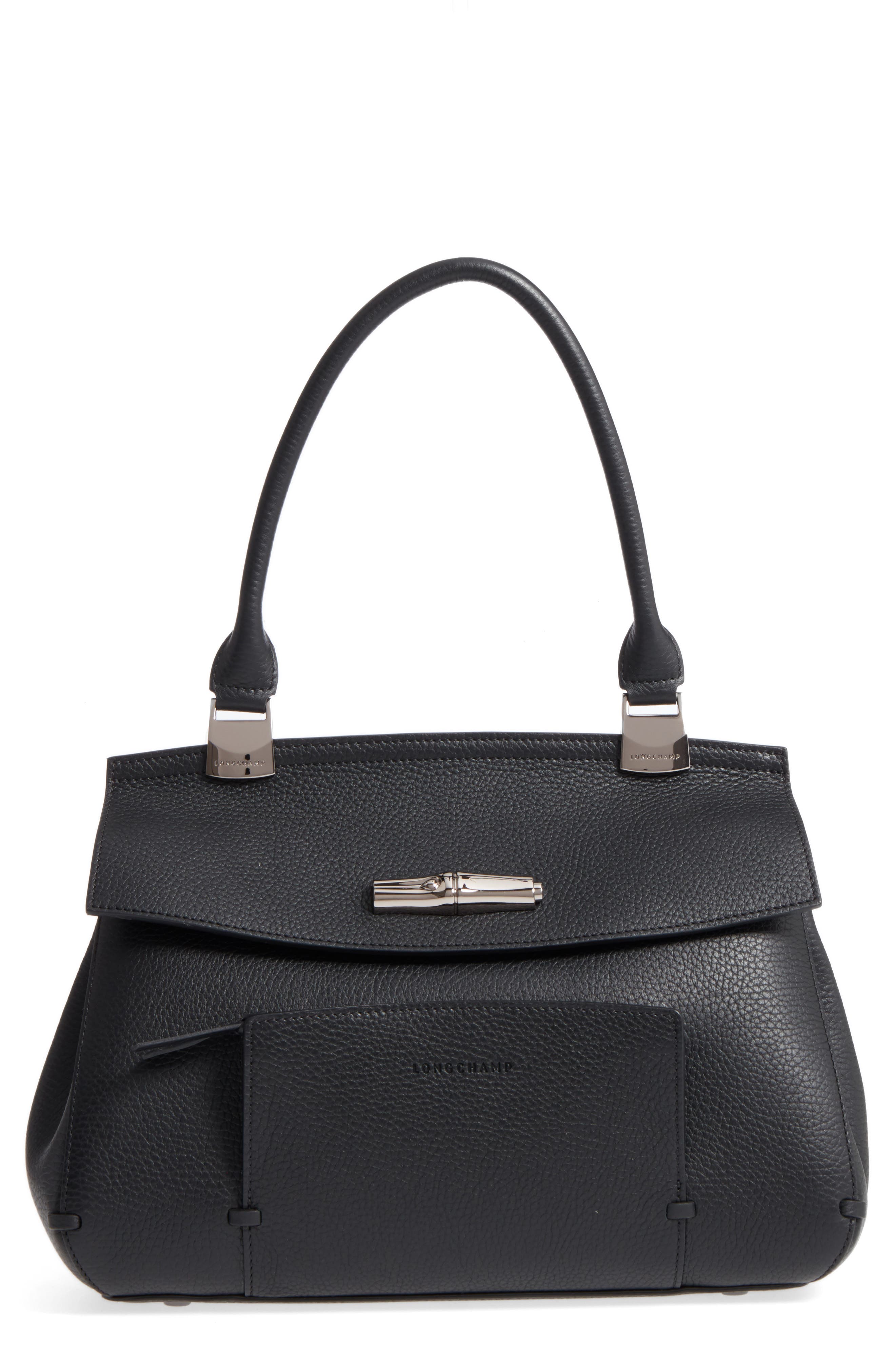 Longchamp Madeleine Leather Satchel In Black | ModeSens