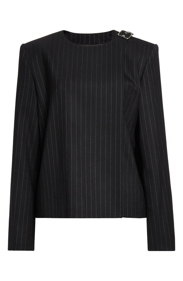 Courrèges Pinstripe Stretch Wool Wrap Jacket | Nordstrom