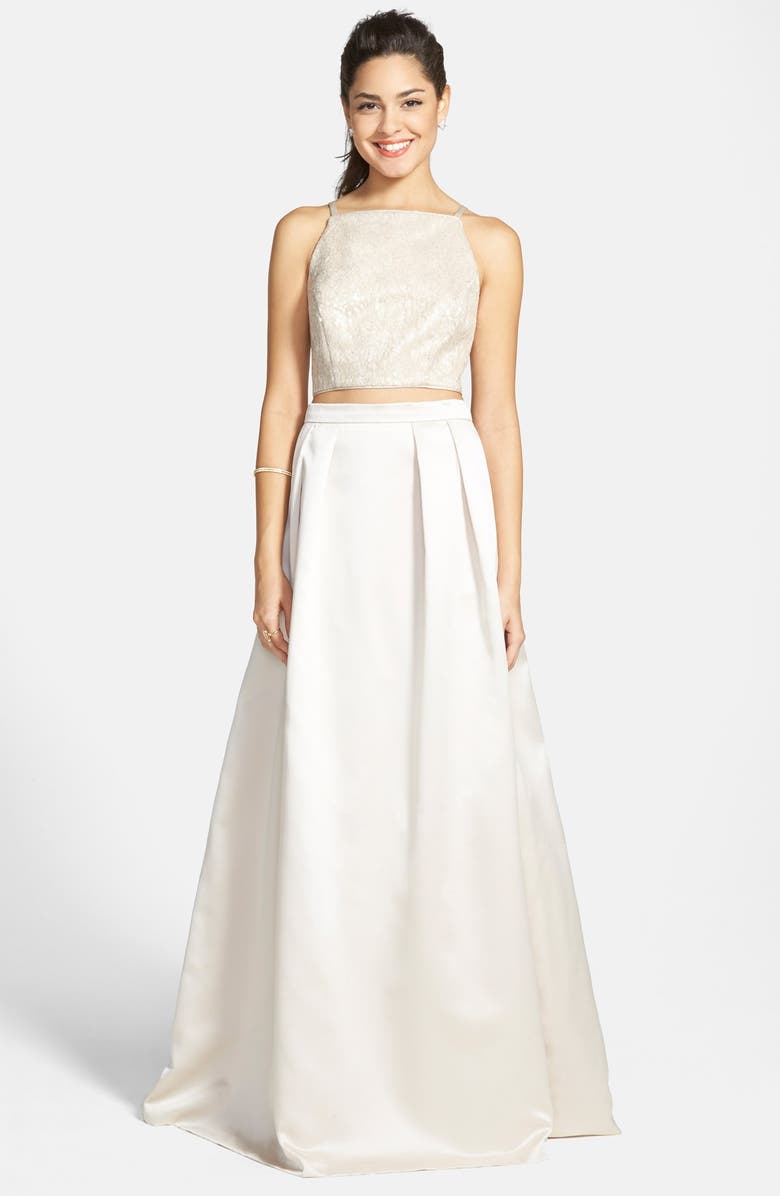 Xscape Sequin Two Piece Satin Ballgown Nordstrom