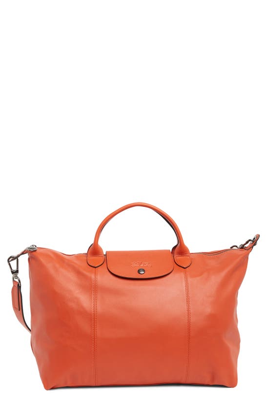 Longchamp Le Pliage Leather Top Handle Bag In Rust | ModeSens