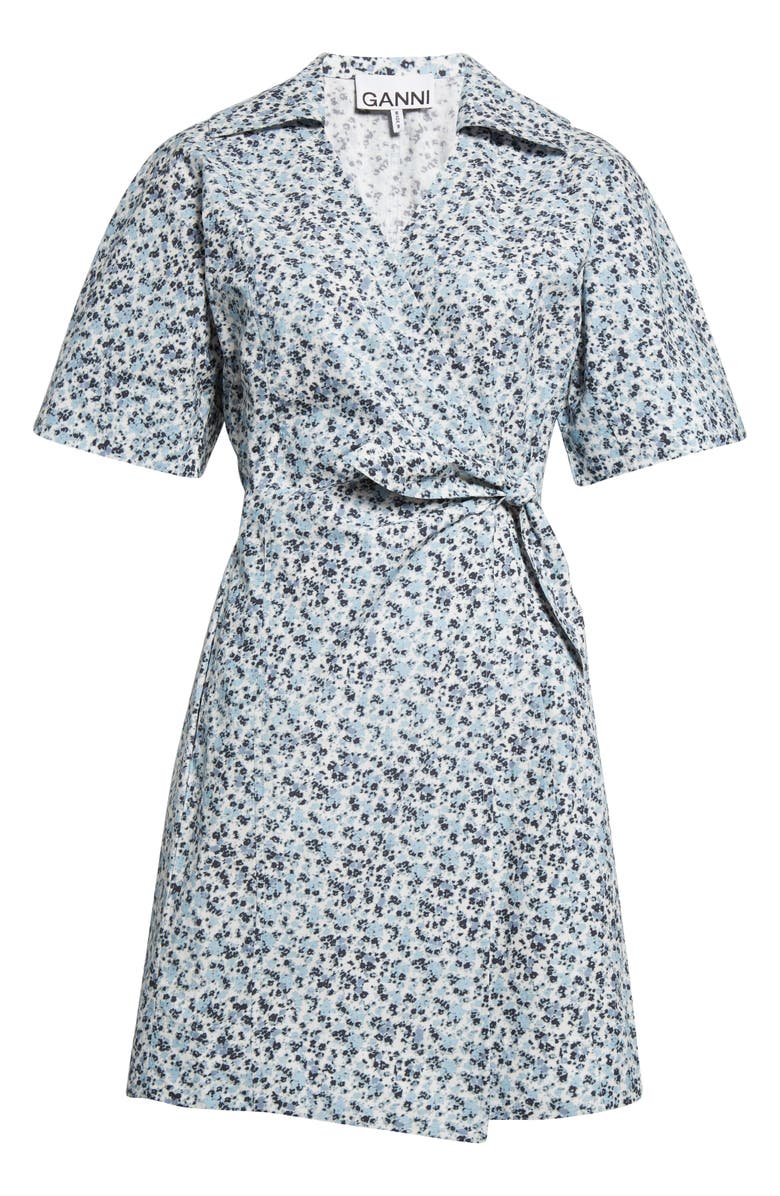 Ganni Abstract Print Wrap Organic Cotton Minidress | Nordstrom