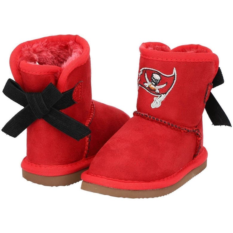 Cuce Kids' Girls Toddler Red Tampa Bay Buccaneers Low Team Ribbon Boots ...