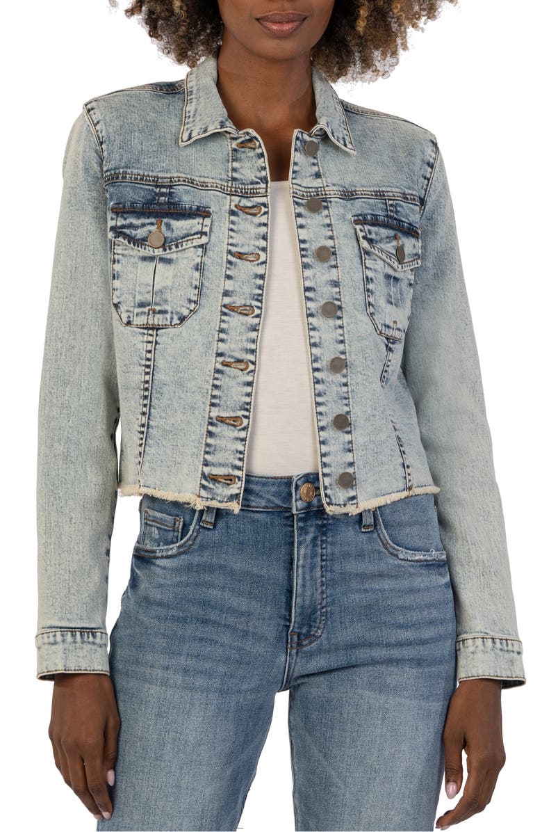 KUT from the Kloth Kara Frayed Hem Denim Jacket | Nordstrom
