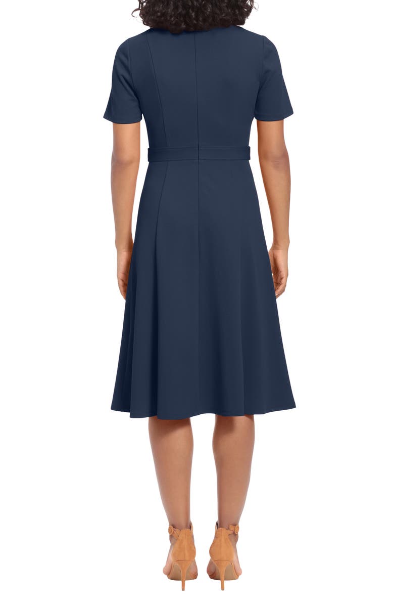 London Times Short Sleeve Fit & Flare Midi Dress | Nordstromrack