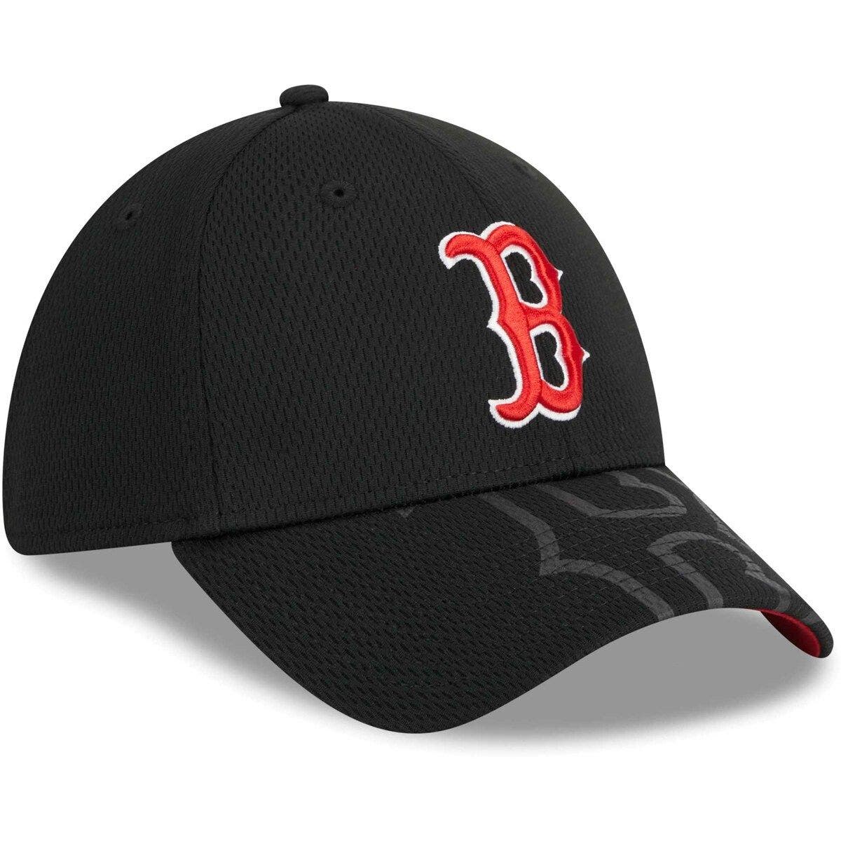 New Era Men's New Era Black Boston Red Sox Top Visor 39THIRTY Flex Hat ...