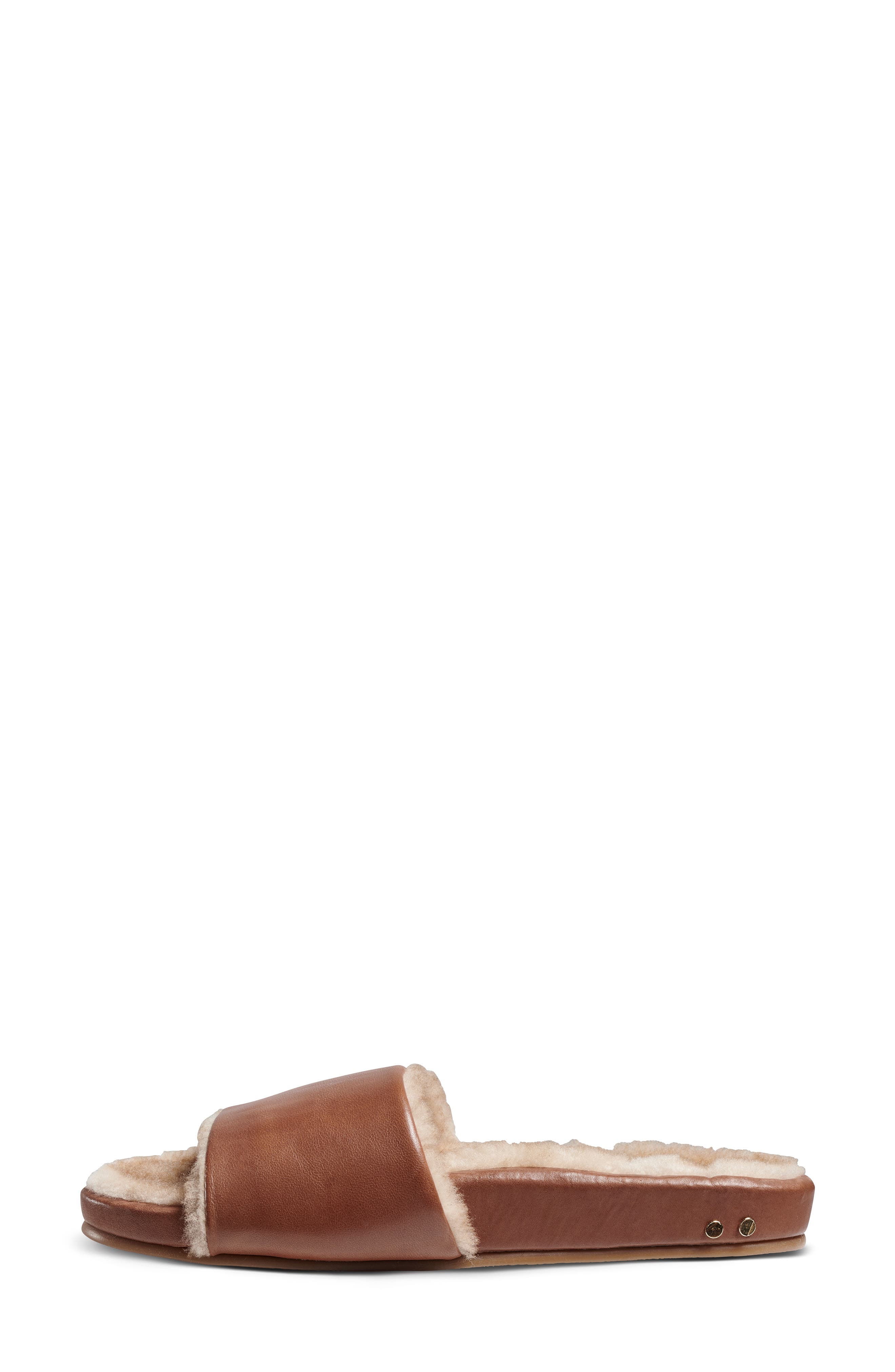 Beek Gallito Genuine Shearling Slide Sandal in Cognac/Honey | Smart Closet