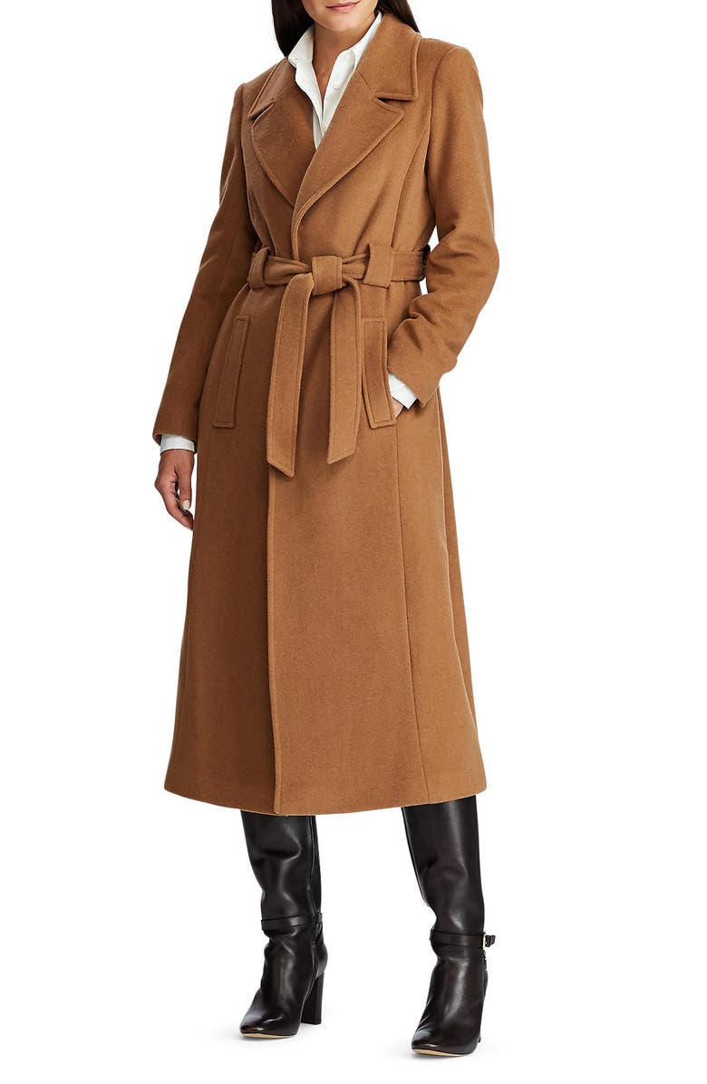 Lauren Ralph Lauren Belted Longline Wool Blend Wrap Coat | Nordstrom