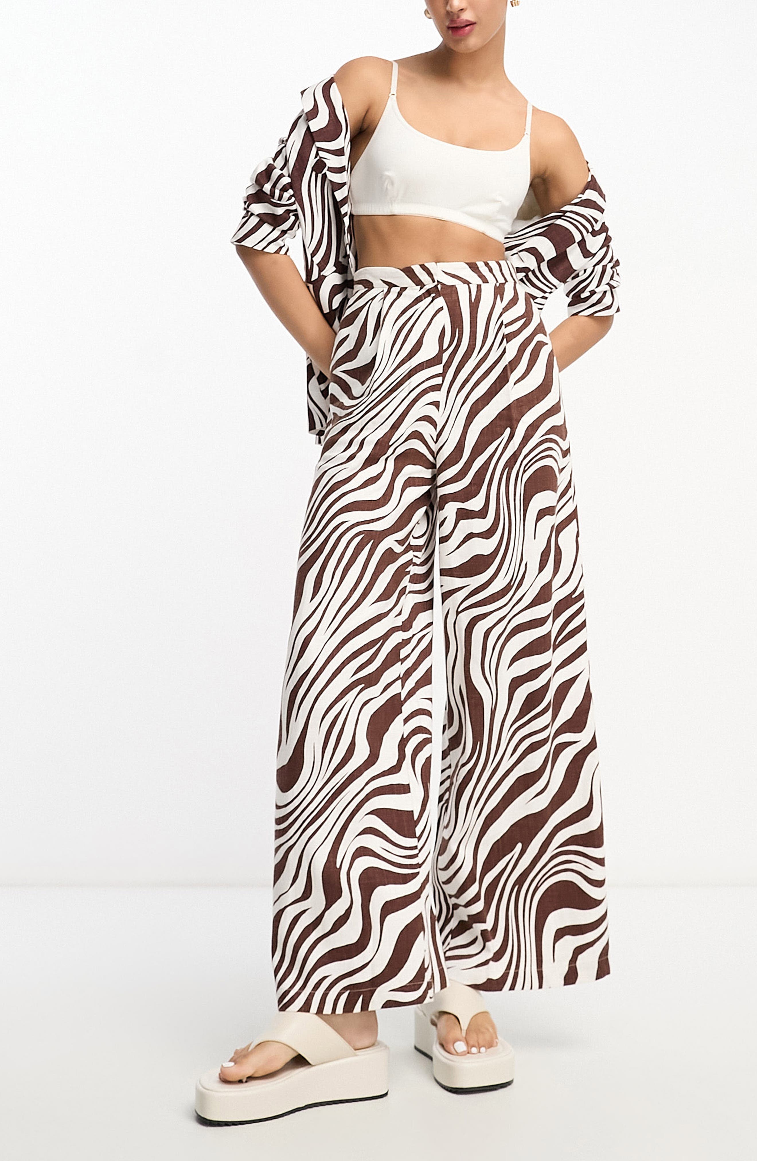 ASOS DESIGN Zebra Print Wide Leg Pants | Nordstromrack
