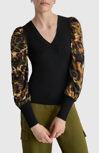 DKNY Rib Puff Shoulder Sweater | Nordstrom